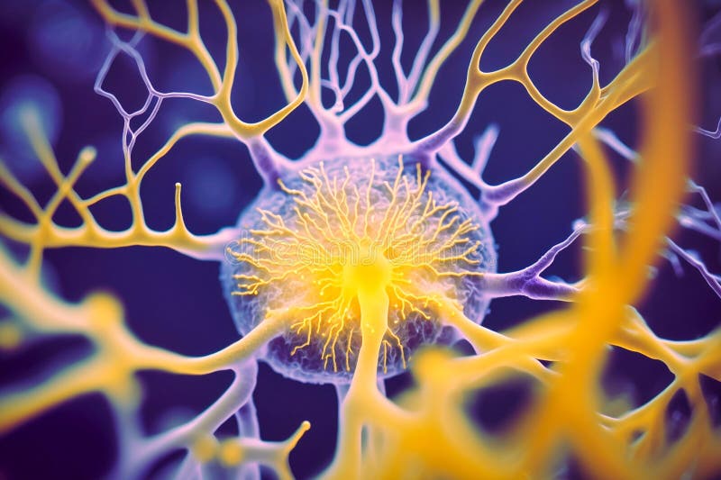 Macro View of Neuron Inside Brain Nerve Cell with, Generative AI Stock ...