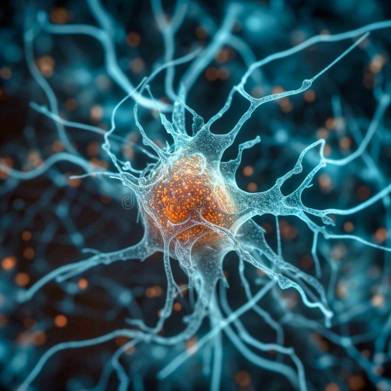 A Macro View of a Neuron Inside a Brain Nerve Cell, Generative AI Stock ...