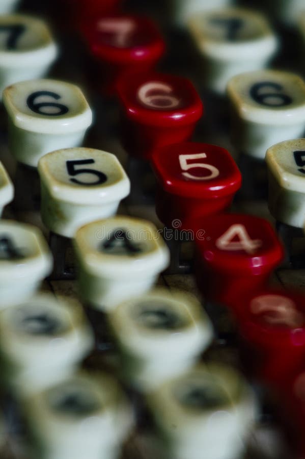 Macro View of Numbered Buttons on Antique Adding Machine Stock Photo ...
