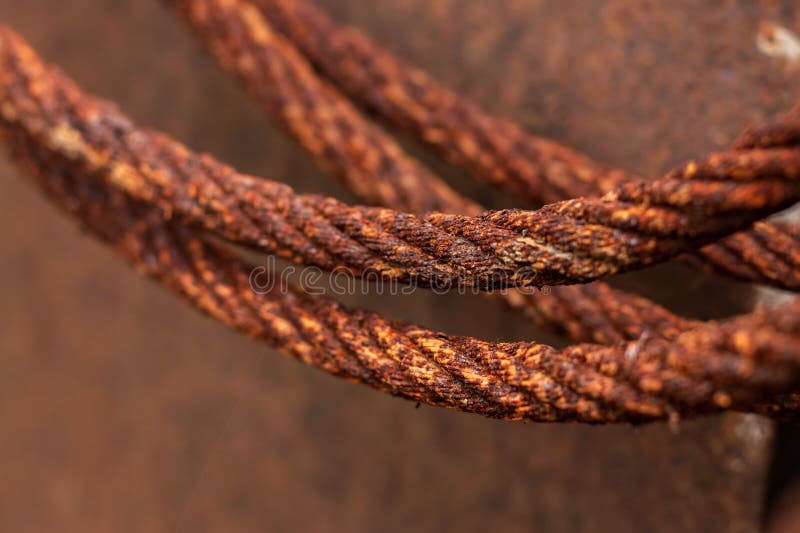 Macro View on an Old and Rusty Steel Cable Stock Photo - Image of line ...