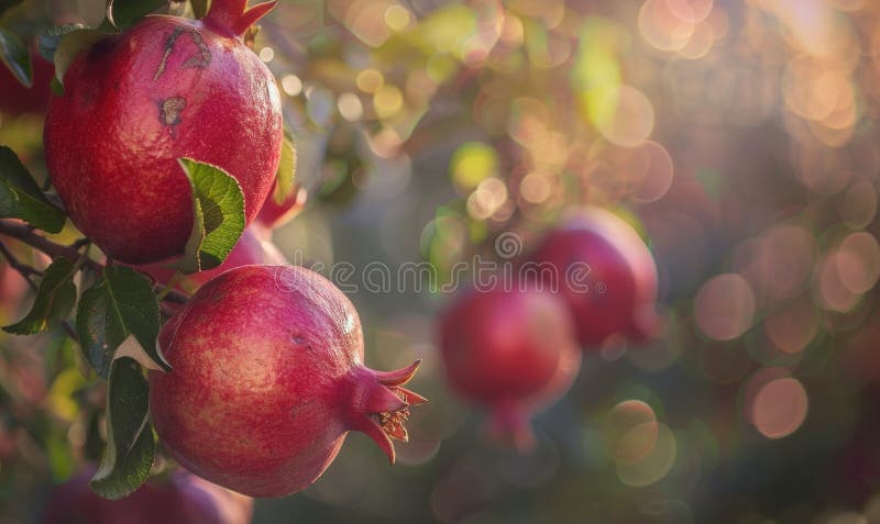 Macro View of Pomegranates with the Crown Visible Stock Photo - Image ...