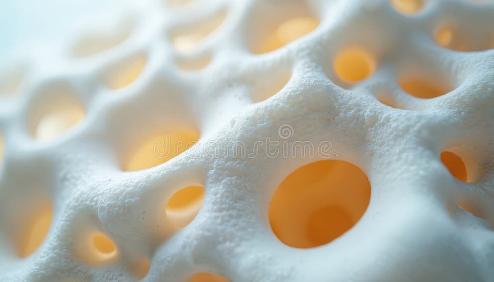 Macro View of Porous White Organic Structure with Intricate Cellular ...