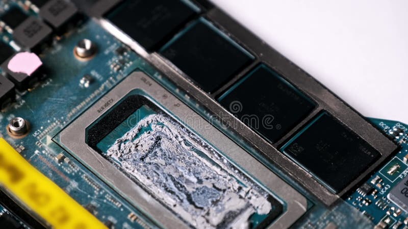 Macro View of a Processor with Liquid Metal Thermal Paste Stock Video - Video of motherboard ...