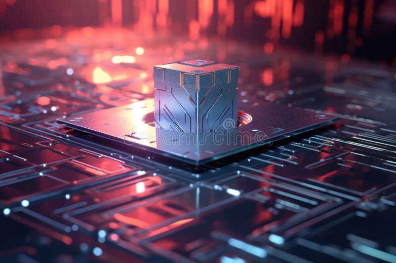 Macro View of Quantum Chip on a Metallic Surface Stock Illustration ...