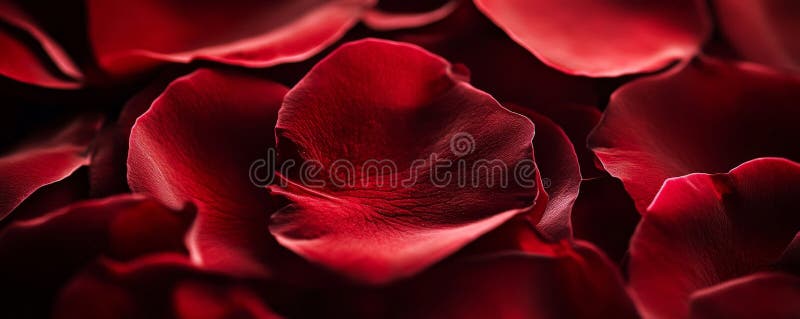 A Macro View of Rich, Dark Red Rose Petals, with Velvety Textures and ...