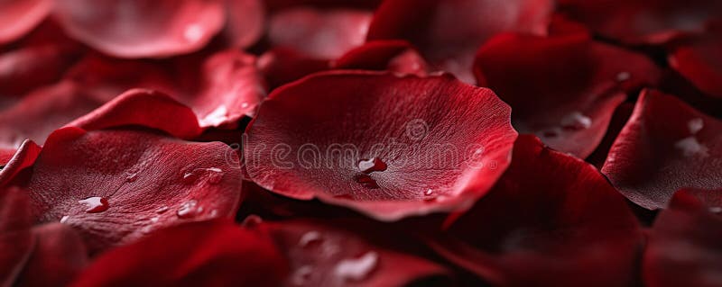 A Macro View of Rich, Dark Red Rose Petals, with Velvety Textures and ...