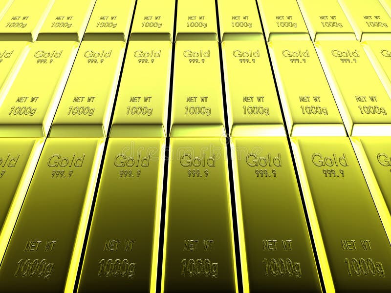 Macro View of Rows of Gold Bars Stock Illustration - Illustration of ...