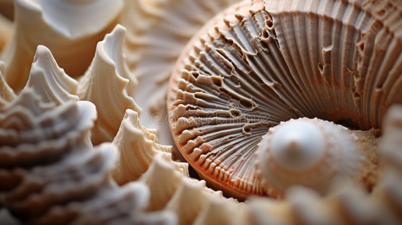 Macro View of Seashell Wallpaper Showing Sharp Textured Surface with ...
