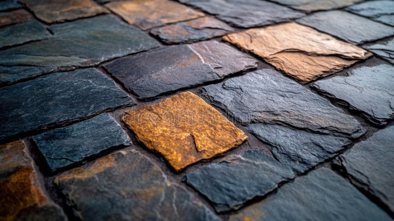 Macro View of Slate Tile Flooring Highlighting Natural Texture and ...