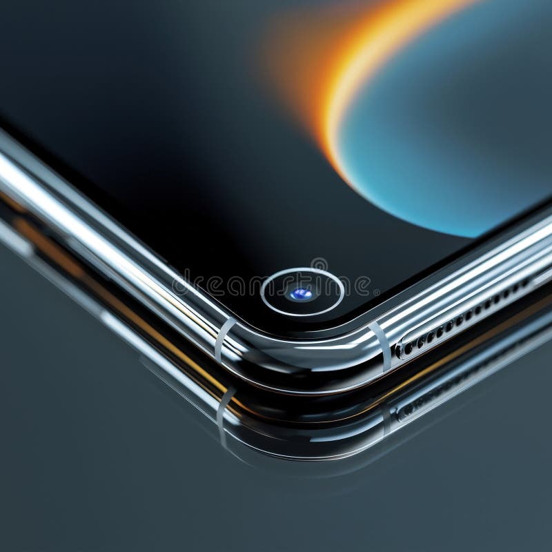 Smartphone Corner with Glowing Curved Screen Detail Stock Photo - Image ...