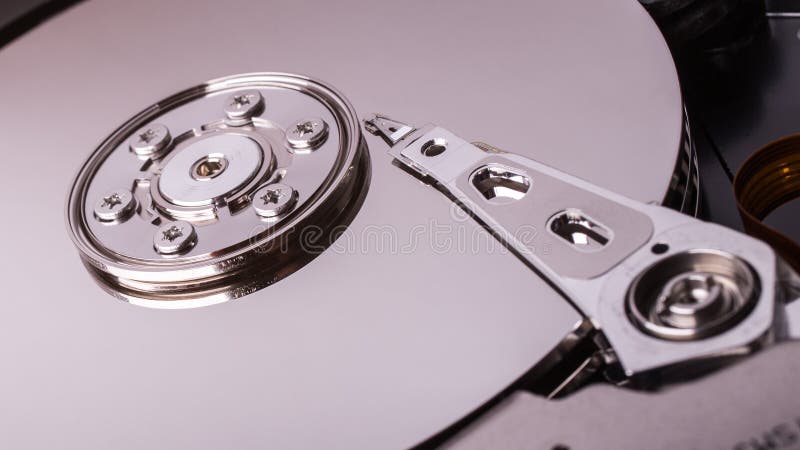 Macro View of Spindle of the Open Hard Disk Drive Stock Image - Image ...