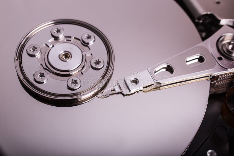 Macro View of Spindle of the Open Hard Disk Drive Stock Image - Image ...