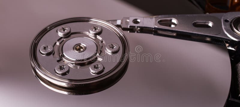 Macro View of Spindle of the Open Hard Disk Drive Stock Image - Image ...