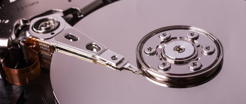 Macro View of Spindle of the Open Hard Disk Drive Stock Image - Image ...