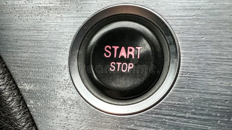 Macro View of Start and Stop Engine Button Close-up. Control Panel ...