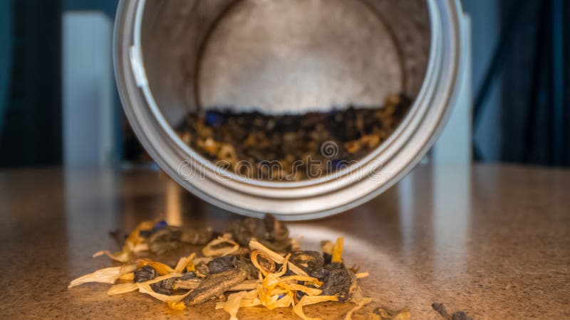Macro View of the Tea Grains in a Jar on a Wooden Table Stock Photo ...