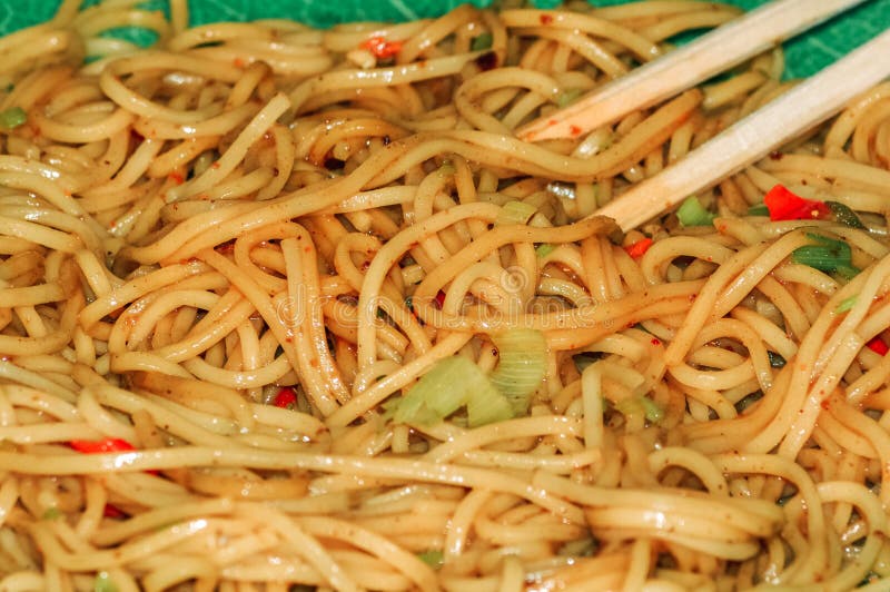 Macro View Texture of Straight Noodles in a Simple Homemade Dish Stock ...