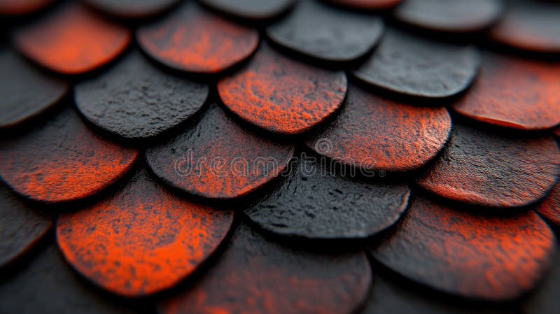 Macro View of Textured Red and Black Scaled Surface with Dramatic ...