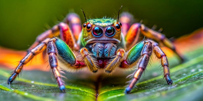 Macro View of a Tiny Colorful Exotic Spider AI-Created Content Stock ...