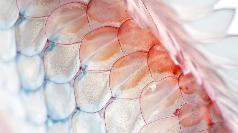 Macro View of Translucent, Overlapping Fish Scales in Delicate Shades ...