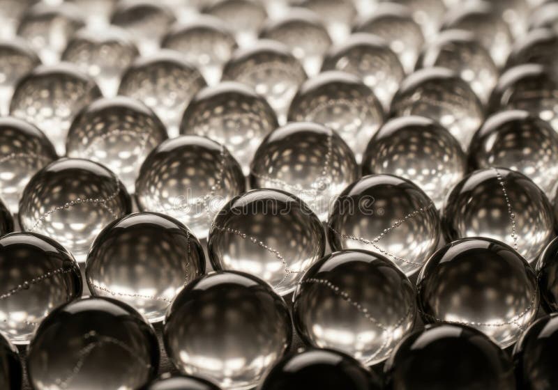 Macro View of Translucent Spheres Organized in a Grid Pattern with ...