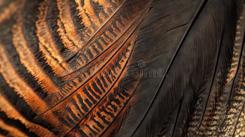 Macro View of a Turkey Feather with Fine Patterns and Natural Color ...