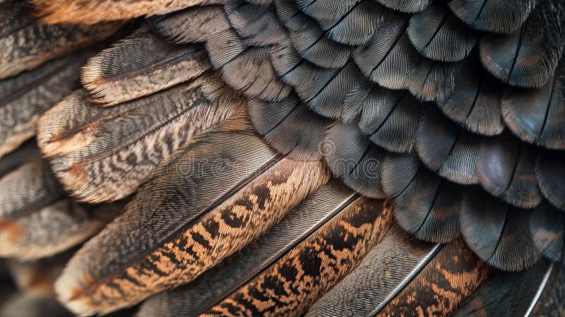 Macro View of a Turkey Feather with Intricate Patterns and Shading ...