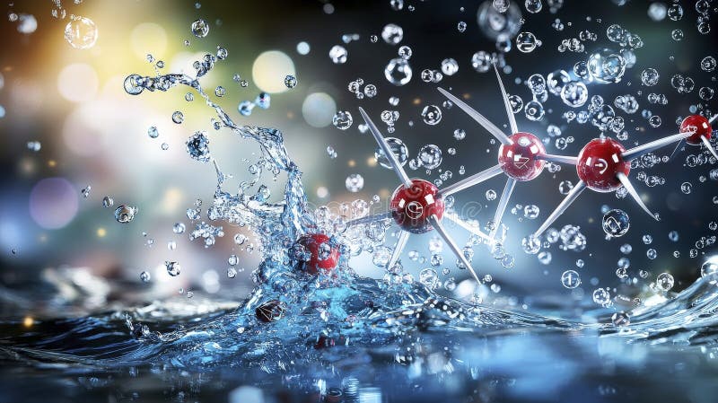 Macro View of Vibrant Carbon Molecule Dissolution Splash Art in a ...