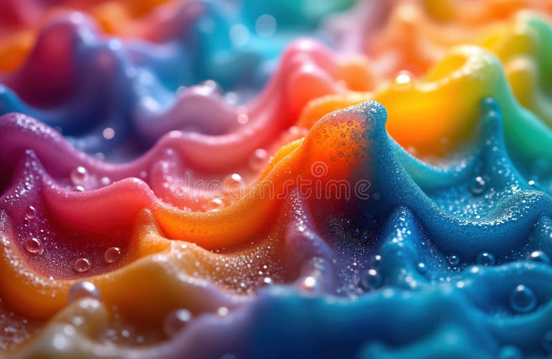 Macro View of Vibrant Soap Bubbles. Rainbow Colors, Psychedelic ...