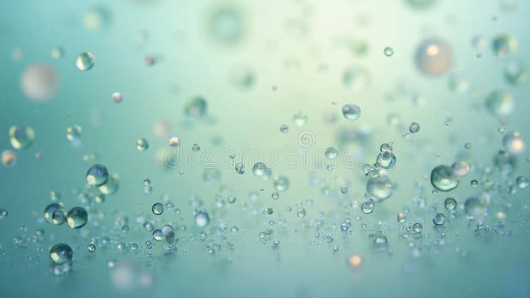 Macro View of Water Droplets in Motion on Light Blue Background Stock ...