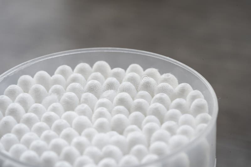 Macro View of White Cotton Ear Cleaning Buds in White Background Stock ...