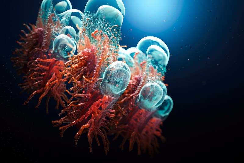 Macro Virus and Bacteria in a Human Body Stock Illustration ...