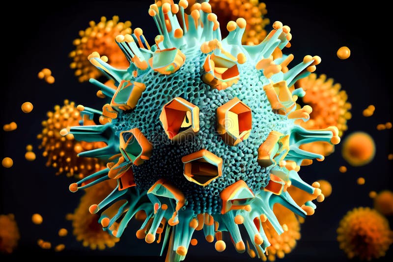 Macro Virus Close-up 3d. Generative AI, Generative, AI Stock ...