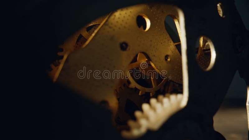 Macro Watch Gears Rotating Inside Vintage Mechanical Device. Intricate ...