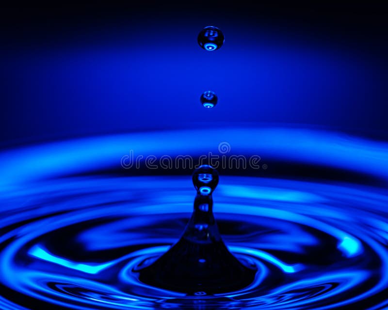 Macro Water Drop on a Blue Background and Circles on it. Round Water ...