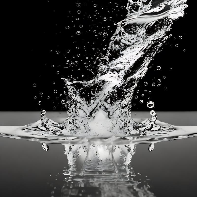 Macro Water Splash on Black Background Stock Illustration ...