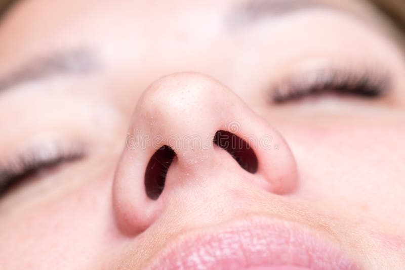Macro of woman nose stock photo. Image of closeup, health - 114186562