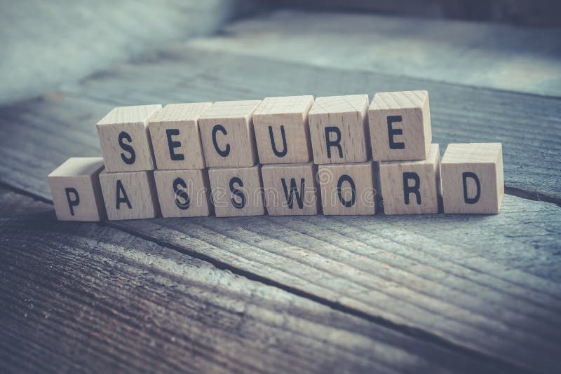 Macro of the Words Secure Password Formed by Wooden Blocks on a Wooden ...