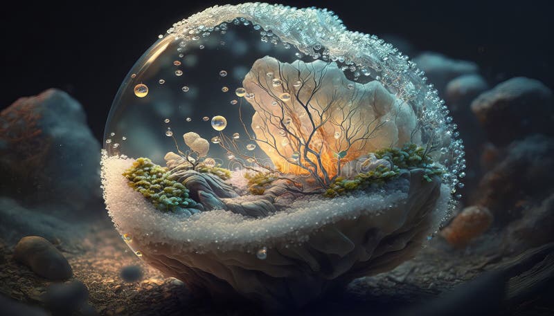 Microcosm of Crystalline Plants Stock Illustration - Illustration of ...