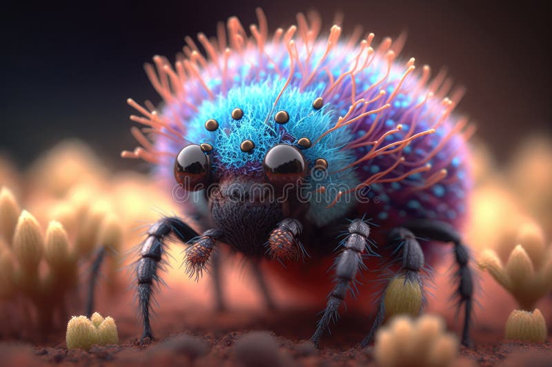 Macro world of velvet ant stock illustration. Illustration of beauty ...