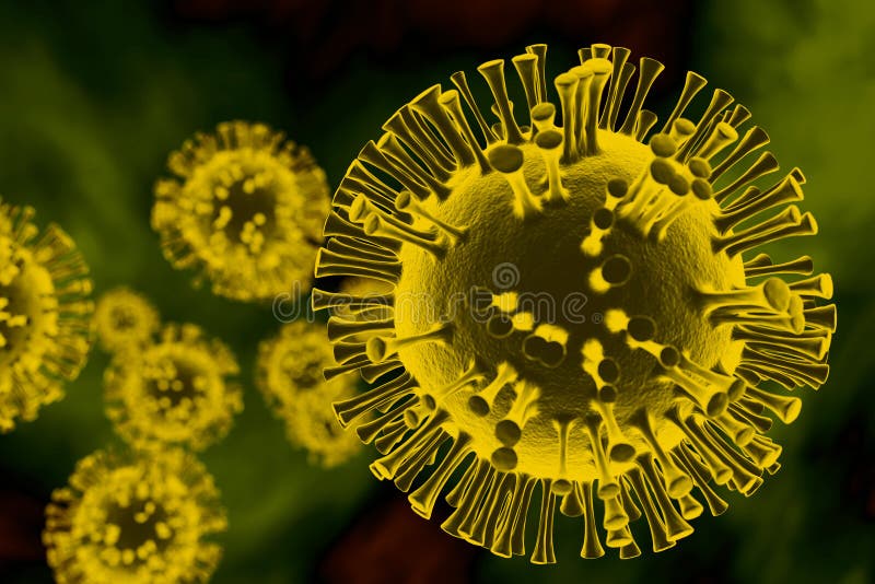 Yellow coronavirus cell stock illustration. Illustration of shape ...