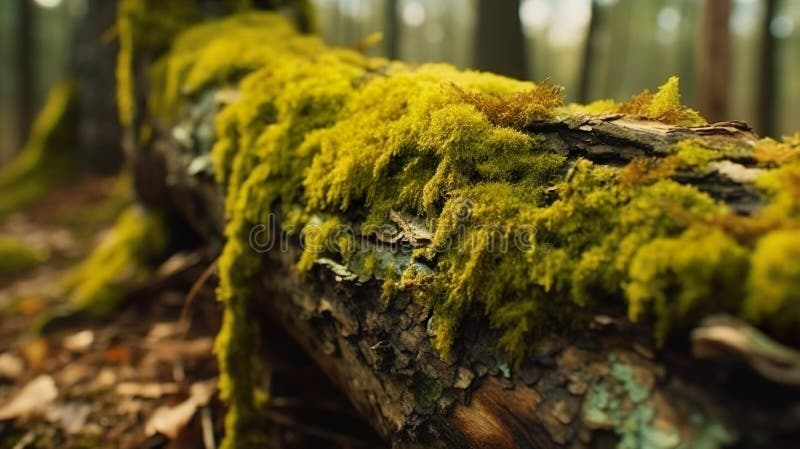 Macro Yellow Moss on Cortex Tree in Nature Beautiful Scene of Spring ...
