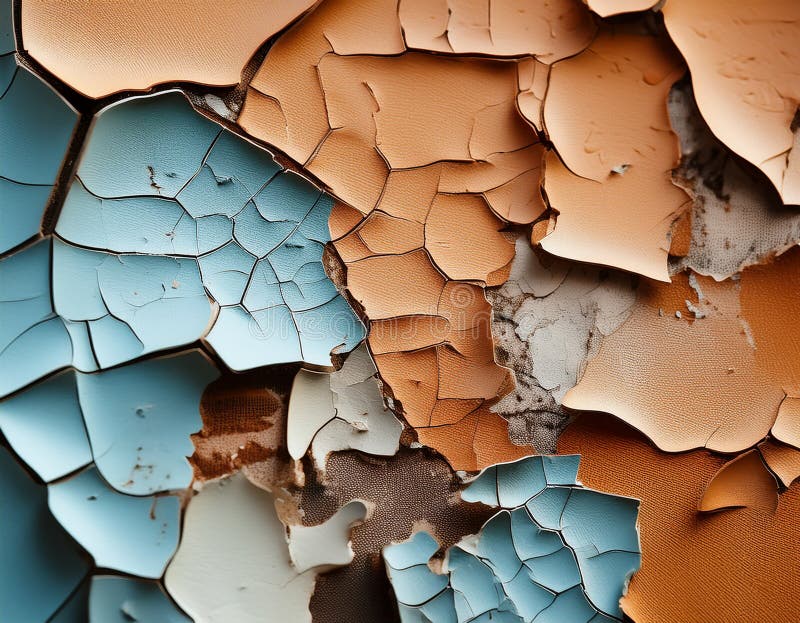 A Macro Zoom View of Peeling, Flaky Paint on a Wall As a Representation ...