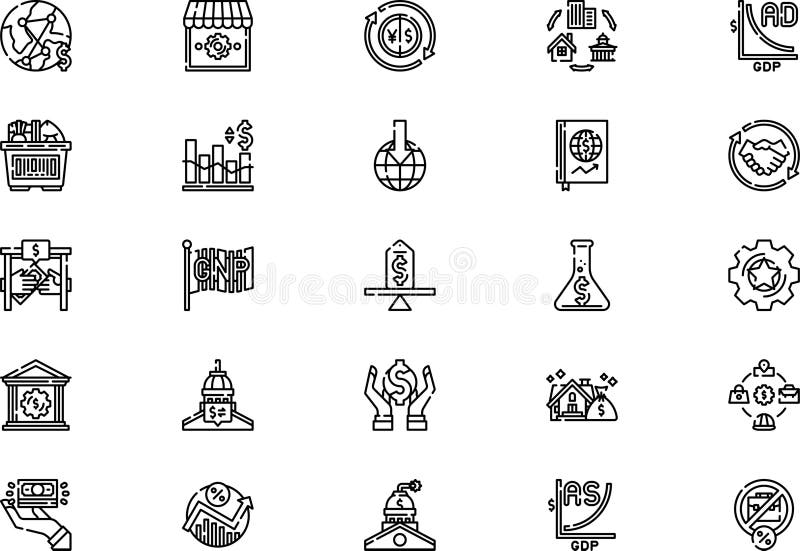 Macroeconomy Icons Collection is a Vector Illustration with Editable ...