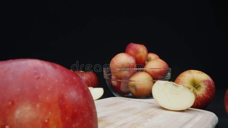 Macrography of Apple Display in Various Forms with Black Background ...