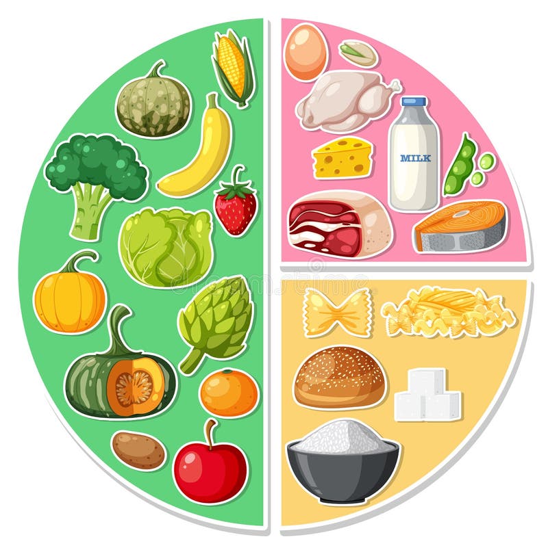 Macronutrients Diagram with Food Ingredients Stock Vector ...