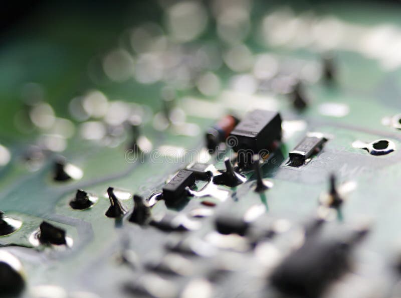 Electronic Circuit Closeup. LED Light Circuit Board with Capacitors and ...