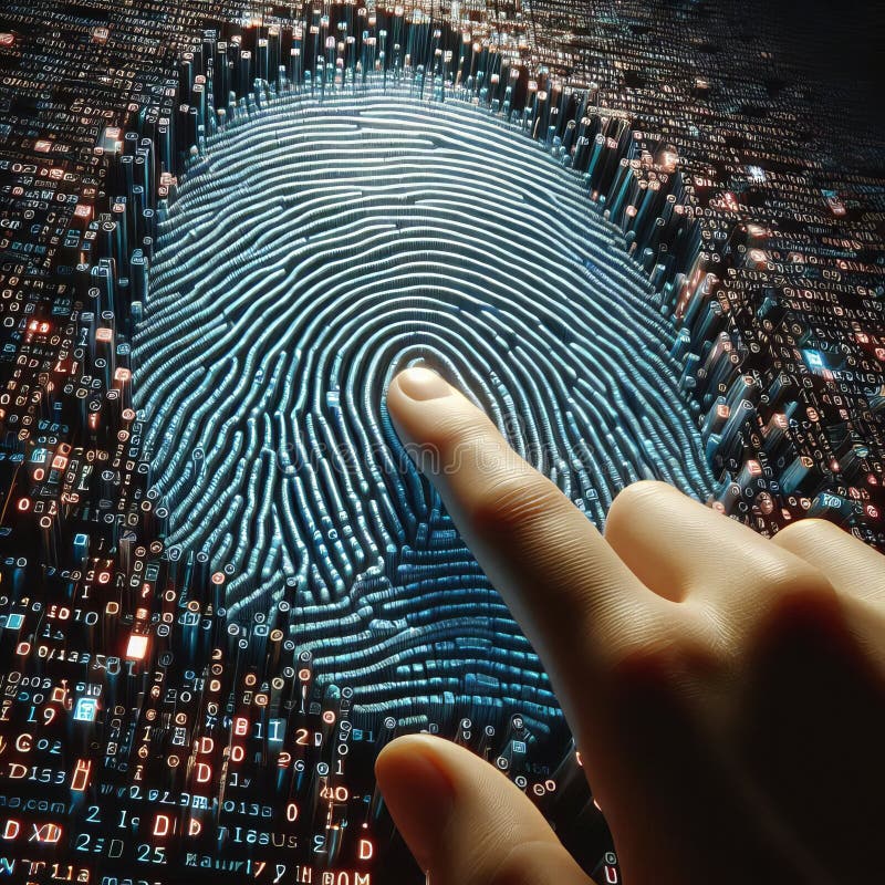 Macrorealism Matrix Code a Hyperrealistic Fingerprint Scanned a Stock ...