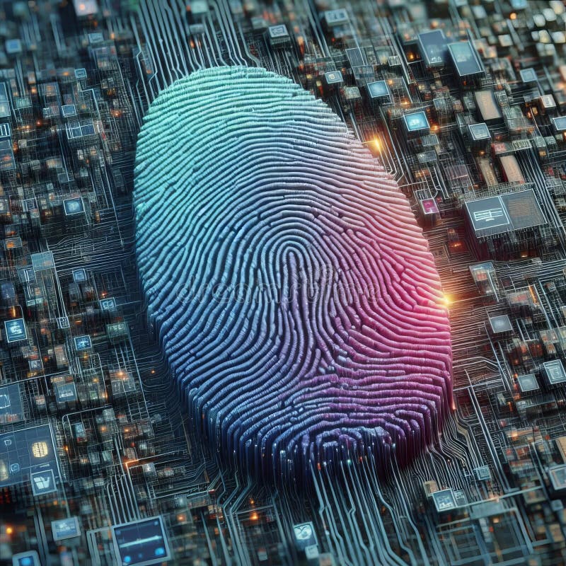 Macrorealism Matrix Code a Hyperrealistic Fingerprint Scanned a Stock ...