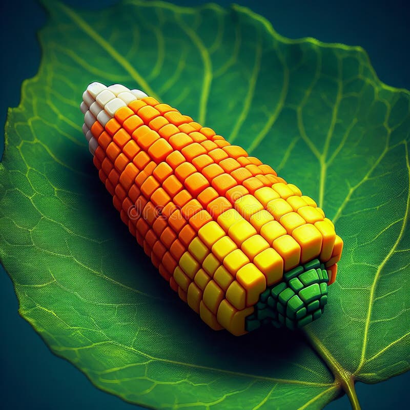 Macrorealism Pixel Art a Pixelated Candy Corn Kernel Rests on a Stock ...